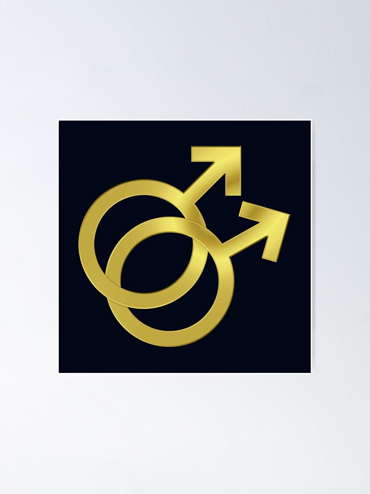 "Two Interlocking Male Symbols (golden design - blue background ...