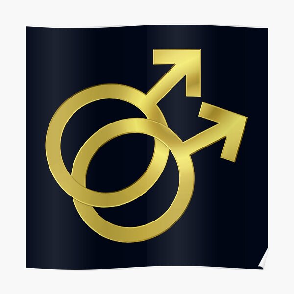 "Two Interlocking Male Symbols (golden design - blue background ...