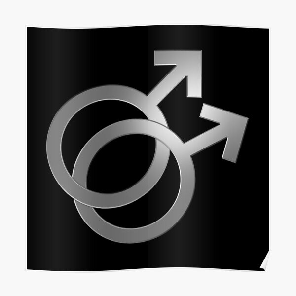 "Two Interlocking Male Symbols (silver design - black background ...