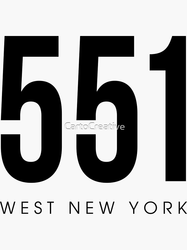 "West New York, New Jersey - 551 Area Code" Sticker by CartoCreative ...