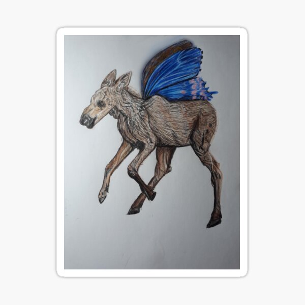 "Baby Moose Fairy plain background" Sticker for Sale by Chaotic-Coyote ...