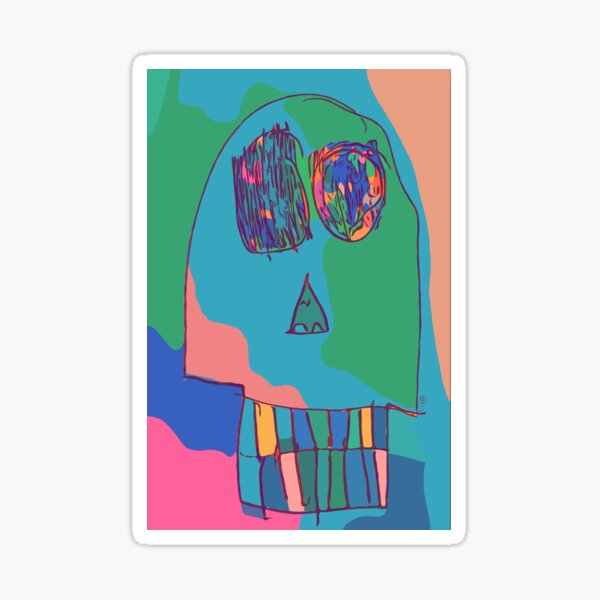 "Colorful skeleton head" Sticker for Sale by RavenmonkeyDsgn | Redbubble
