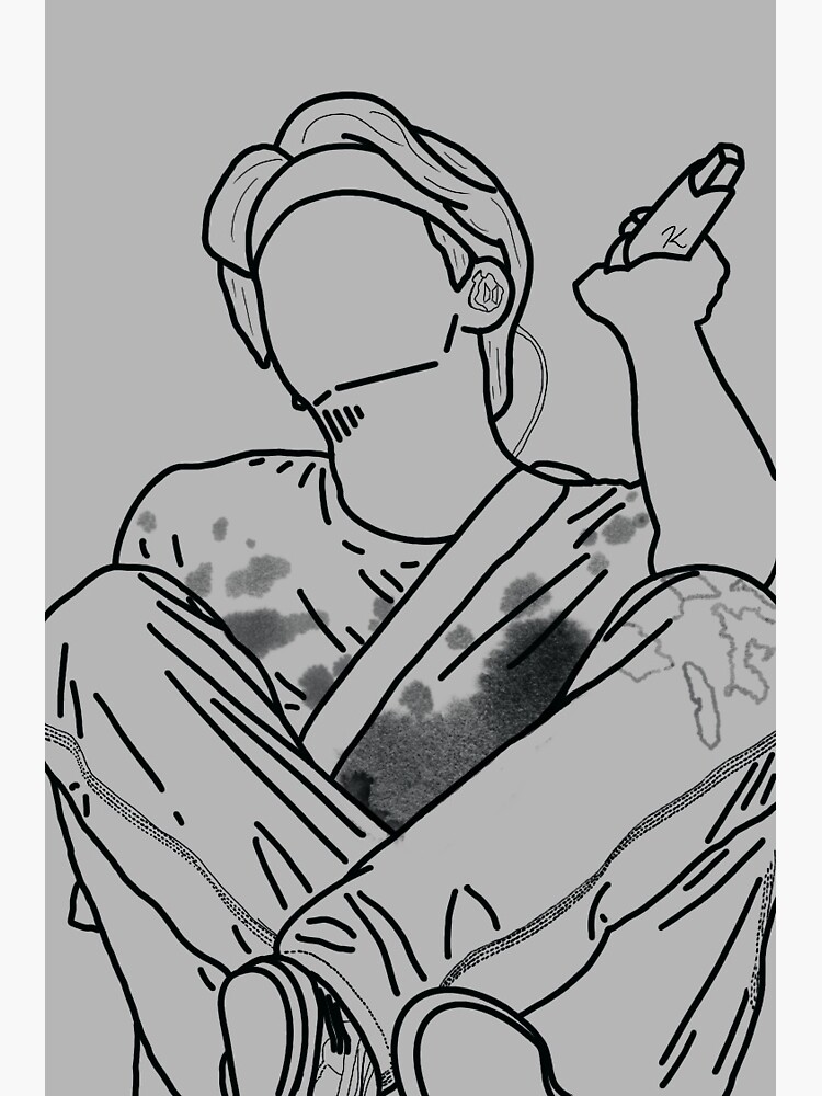 "Kim Seokjin Outline 1" Sticker for Sale by hobissuncatcher | Redbubble