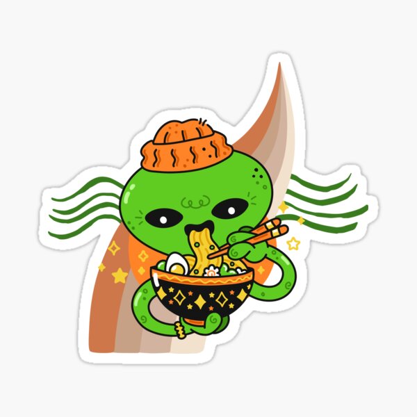 "Cute alien eating ramen" Sticker for Sale by nicafab | Redbubble