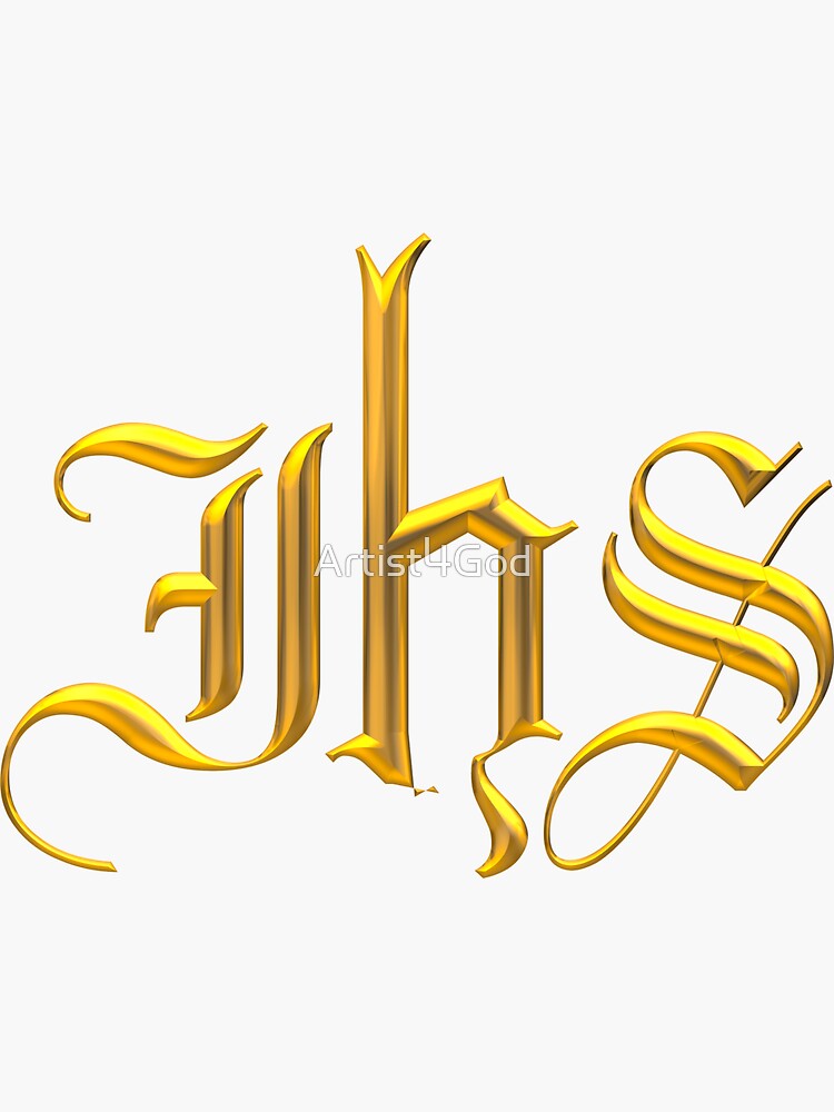 "Golden IHS Symbol" Sticker for Sale by Artist4God | Redbubble