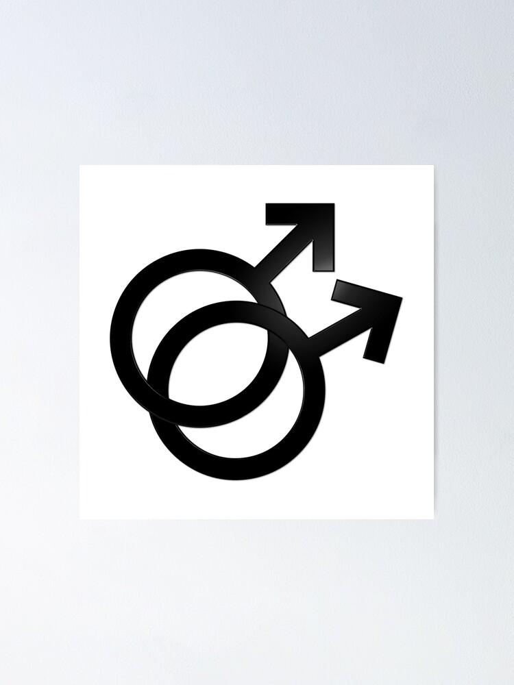"Two Interlocking Male Symbols (black design)" Poster for Sale by Gay ...