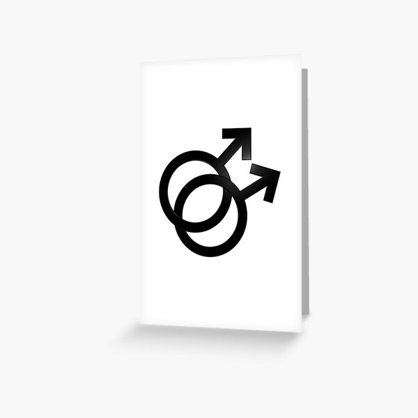 "Two Interlocking Male Symbols (black design)" Greeting Card by Gay ...