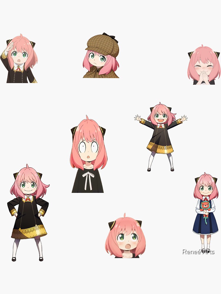 "Anya Forger 8p Sticker Pack" Sticker for Sale by Reneeartxoxo | Redbubble