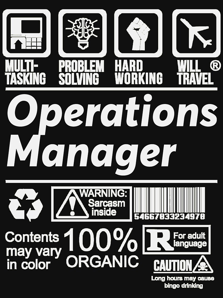 "OPERATIONS MANAGER SOLVE PROBLEMS DESIGN" Essential T-Shirt for Sale ...