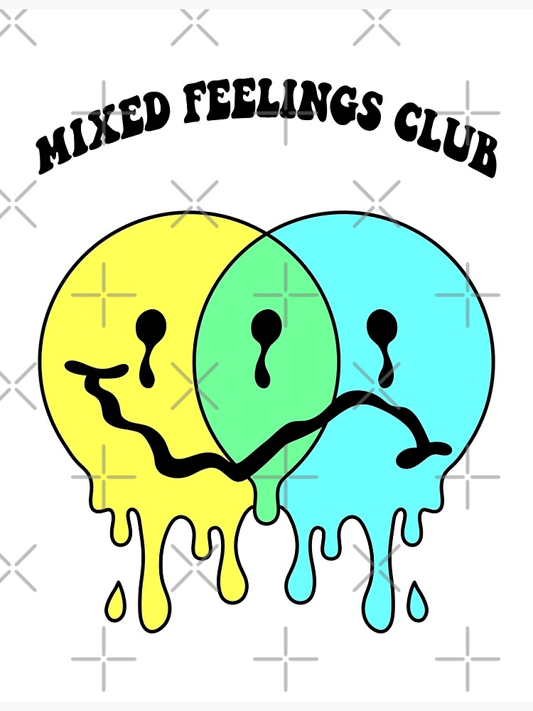"Mixed Feelings Club (Yellow and Blue with Black Text)" Poster for Sale ...