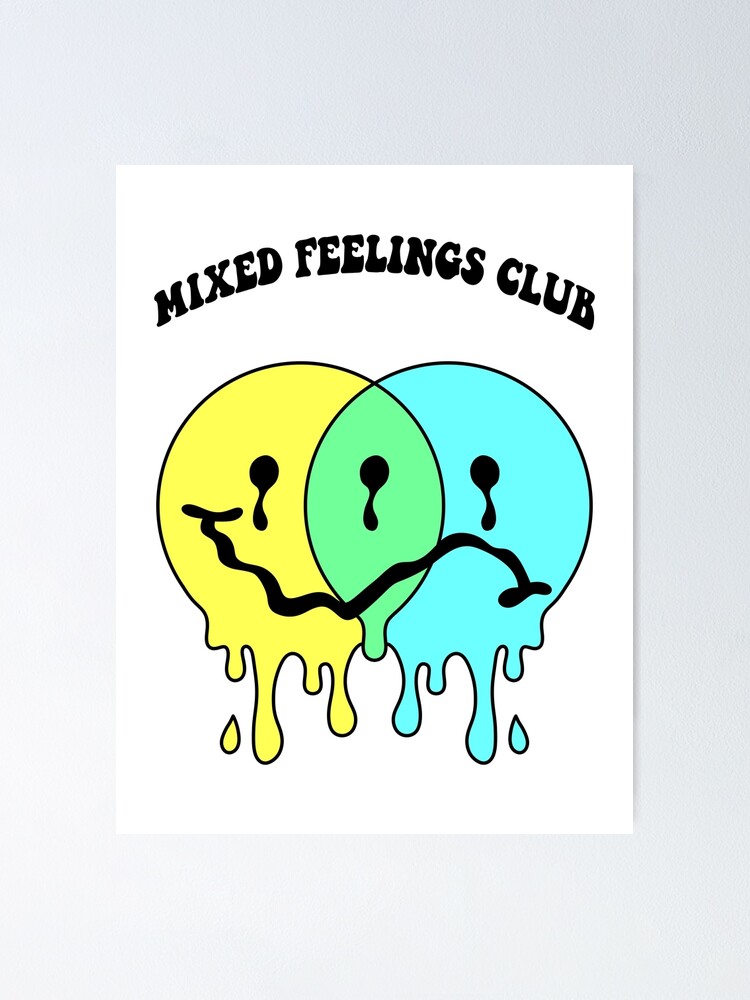 "Mixed Feelings Club (Yellow and Blue with Black Text)" Poster for Sale ...