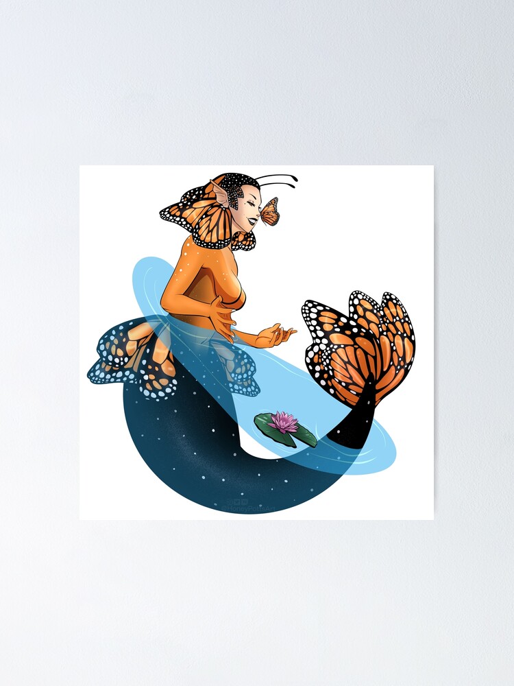 "Monarch Butterfly Mermaid" Poster for Sale by HoneyPottsArt | Redbubble
