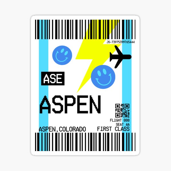 "ASPEN plane ticket" Sticker for Sale by juliasantos5 | Redbubble
