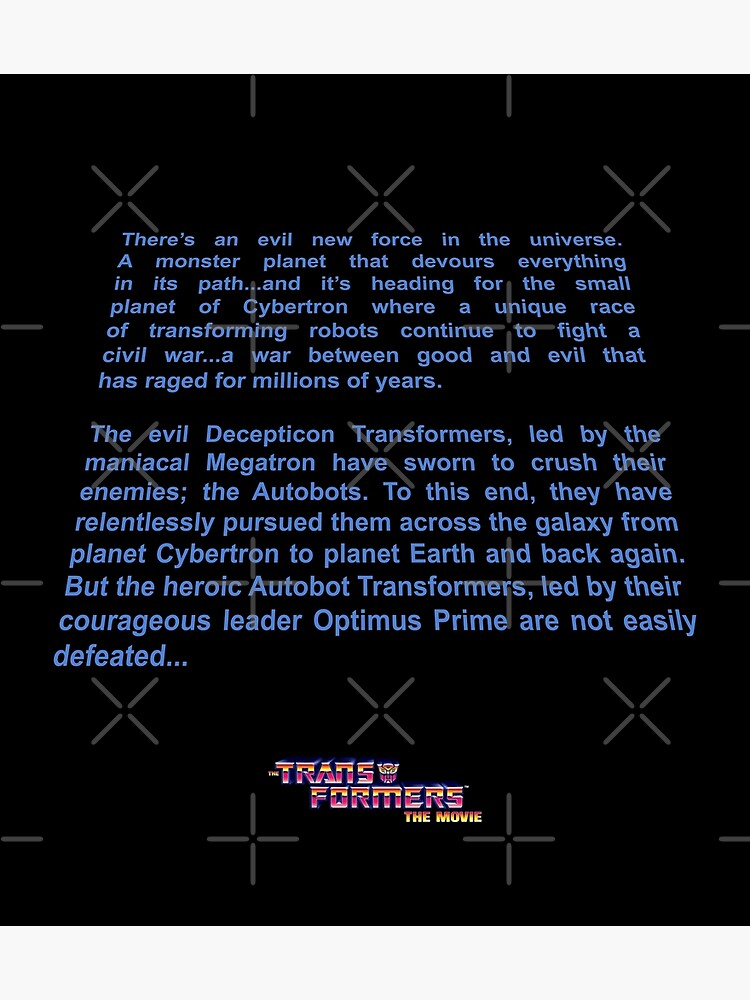 "Transformers The Movie Opening Crawl" Poster by backinblackph | Redbubble