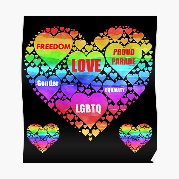 "LGBTQ Wordings in a heart with rainbow colours. LGBTQ THEME." Poster ...