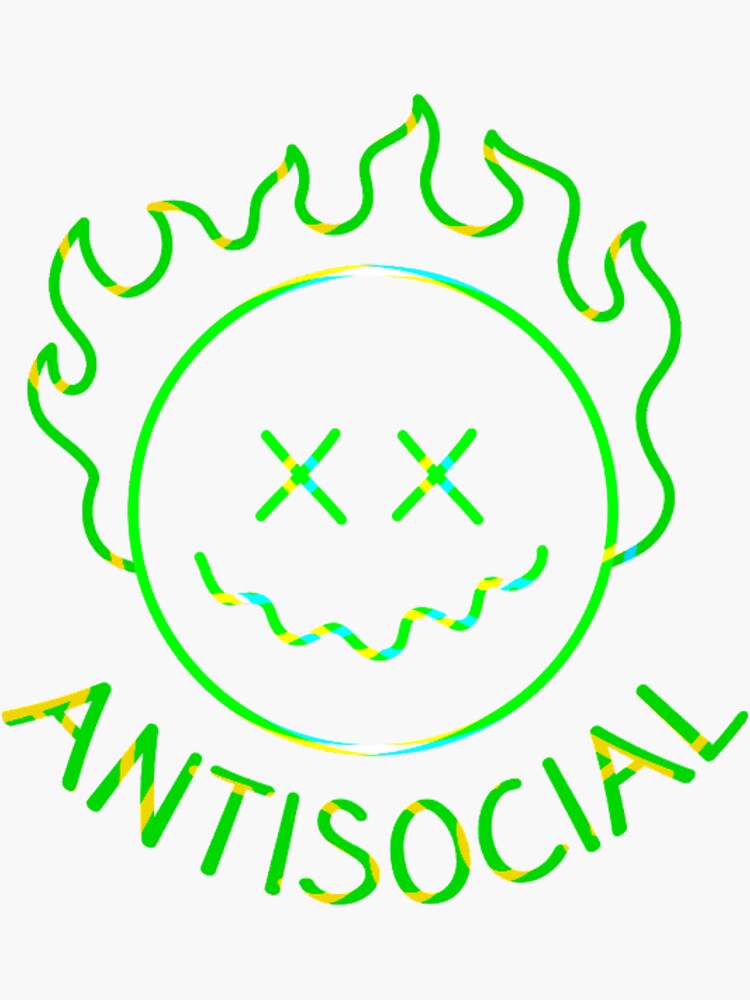 "antisocial emoji on flames " Sticker for Sale by Beeroclock | Redbubble