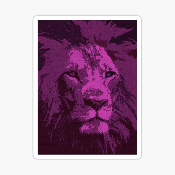 " A Violet Lion Face Head Portrait" Sticker for Sale by GR-ART | Redbubble