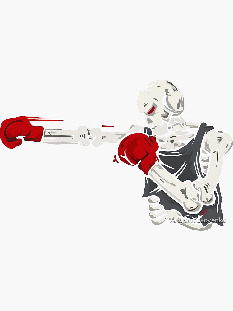 "Boxing Skeleton - Boxing Skull - Skeleton in Boxing Gloves" Sticker ...