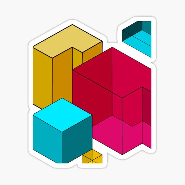"Colorful Shapes | 3D Geometric Art" Sticker for Sale by Noahe4 | Redbubble
