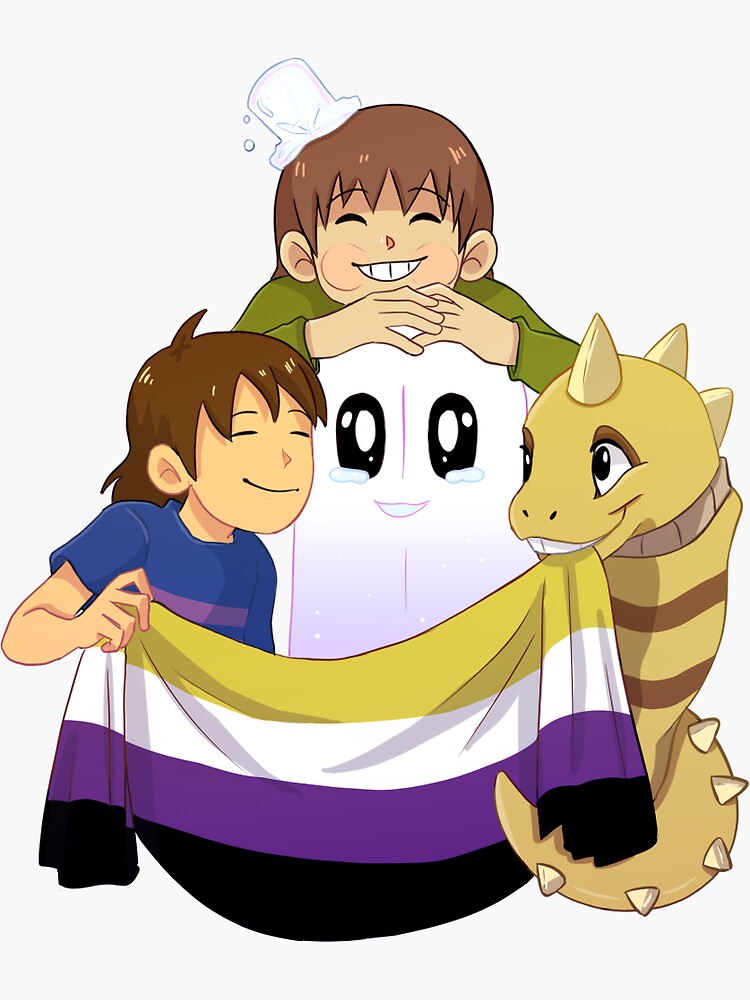 "Undertale Non-Binary Chara Napstablook Frisk MonsterKid" Sticker for ...