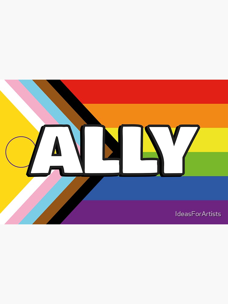 "Pride Ally - Pride Allyship Inclusive Pride Progress Flag" Sticker for ...