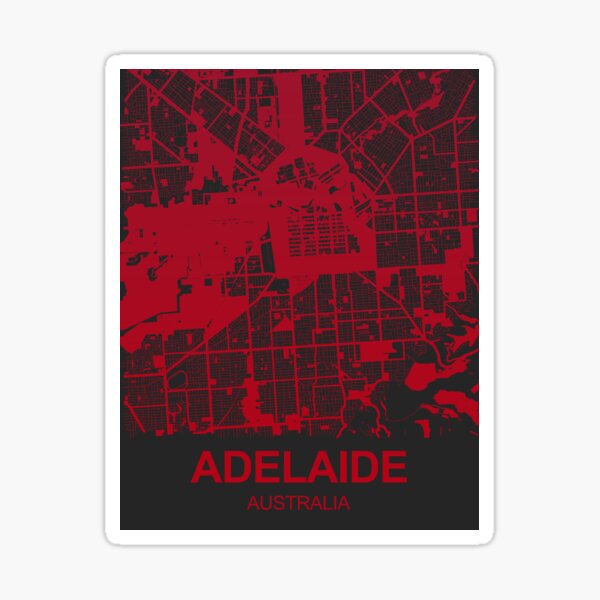 "Adelaide Map Art red wine color Australia" Sticker for Sale by ...