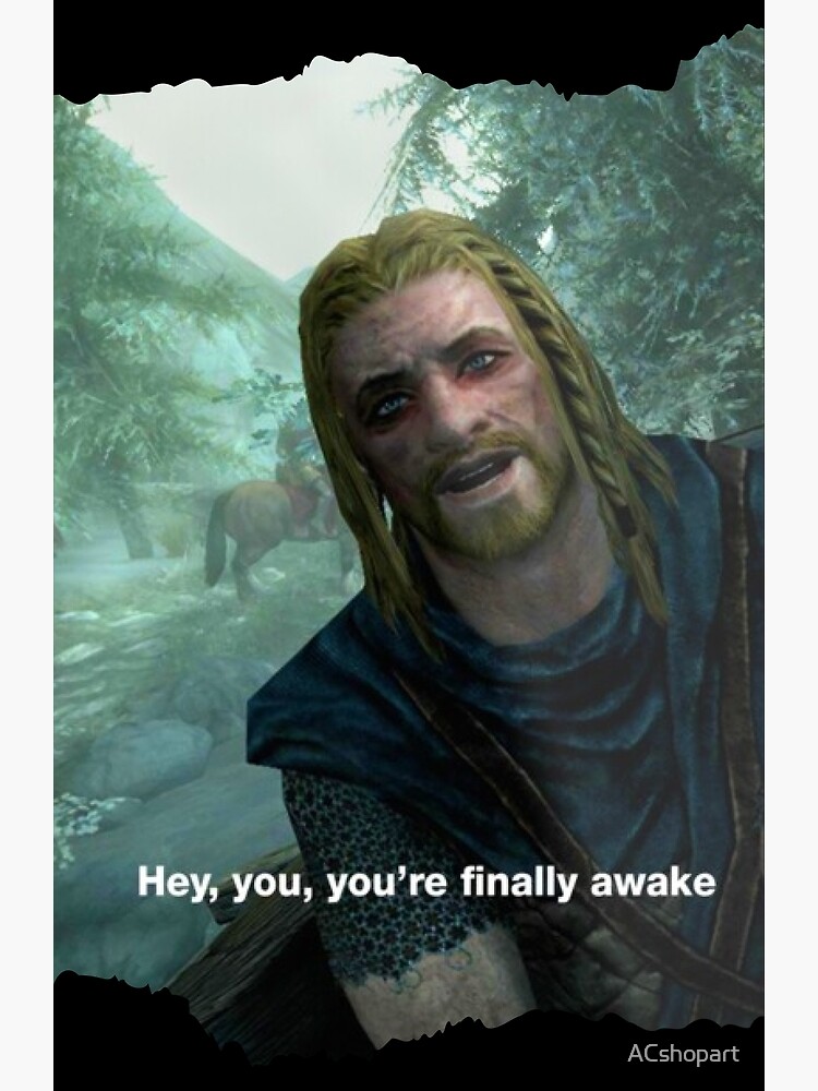 "Hey You You're Finally Awake Skyrim Meme" Photographic Print for Sale ...