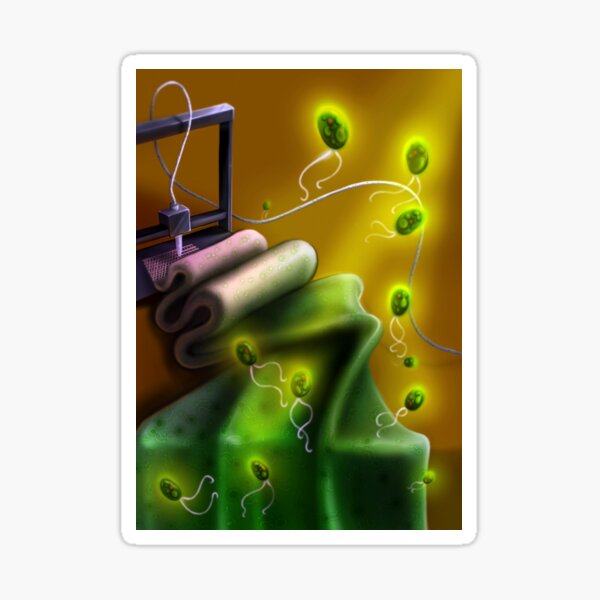 "3D-printing with Algae" Sticker for Sale by MicrobeLizah | Redbubble