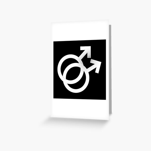 "Two Interlocking Male Symbols (white design - black background ...