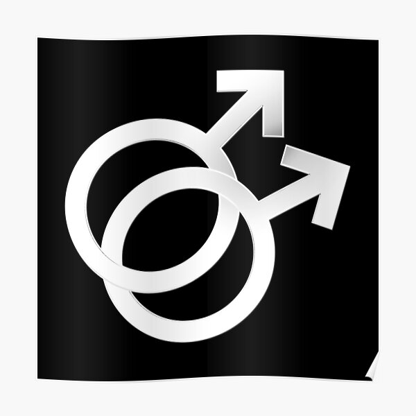 "Two Interlocking Male Symbols (white design - black background ...