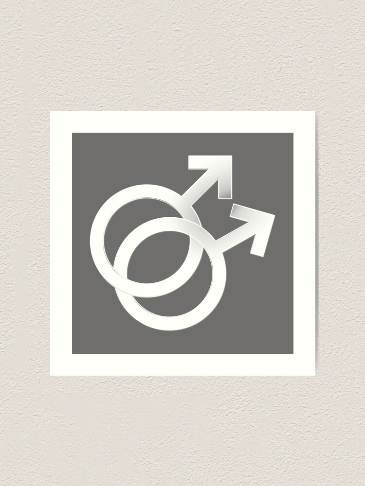 "Two Interlocking Male Symbols (white design - grey background)" Art ...