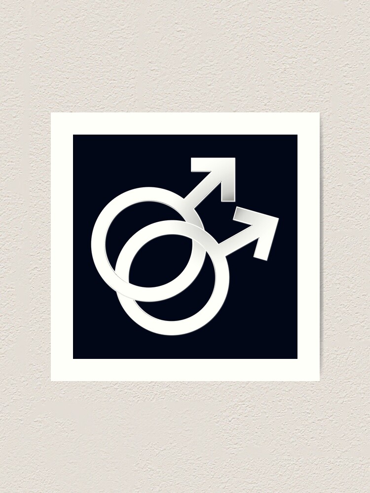 "Two Interlocking Male Symbols (white design - blue background)" Art ...