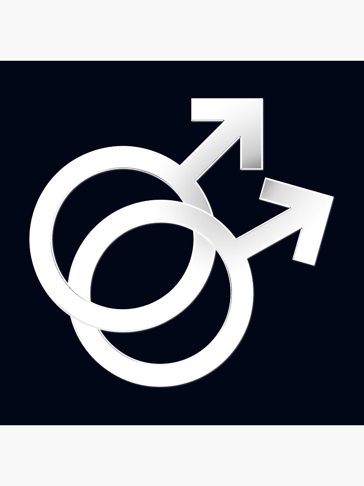 "Two Interlocking Male Symbols (white design - blue background)" Poster ...