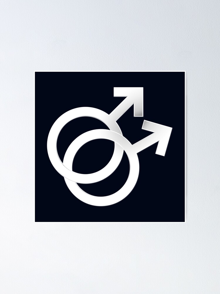 "Two Interlocking Male Symbols (white design - blue background)" Poster ...