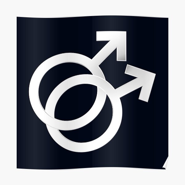 "Two Interlocking Male Symbols (white design - blue background)" Poster ...