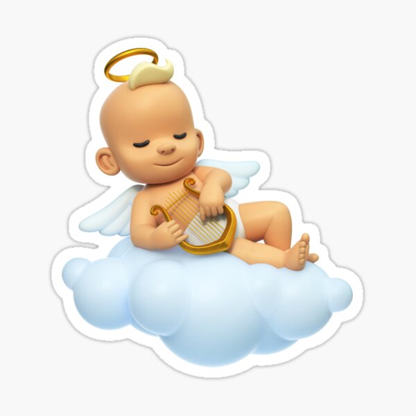 "Little baby angel playing lyre on the cloud" Sticker for Sale by ...