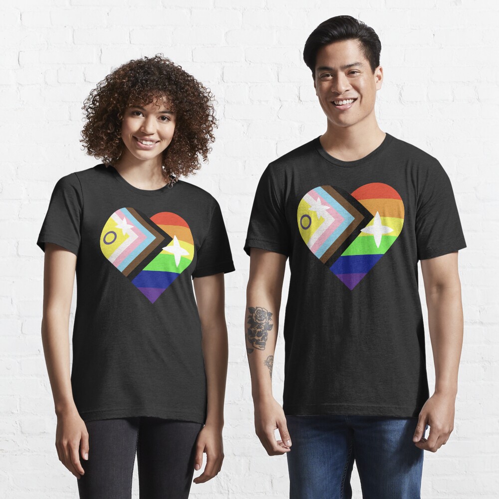 "Inclusive Progress Pride Flag Heart" T-shirt by KinLost | Redbubble ...