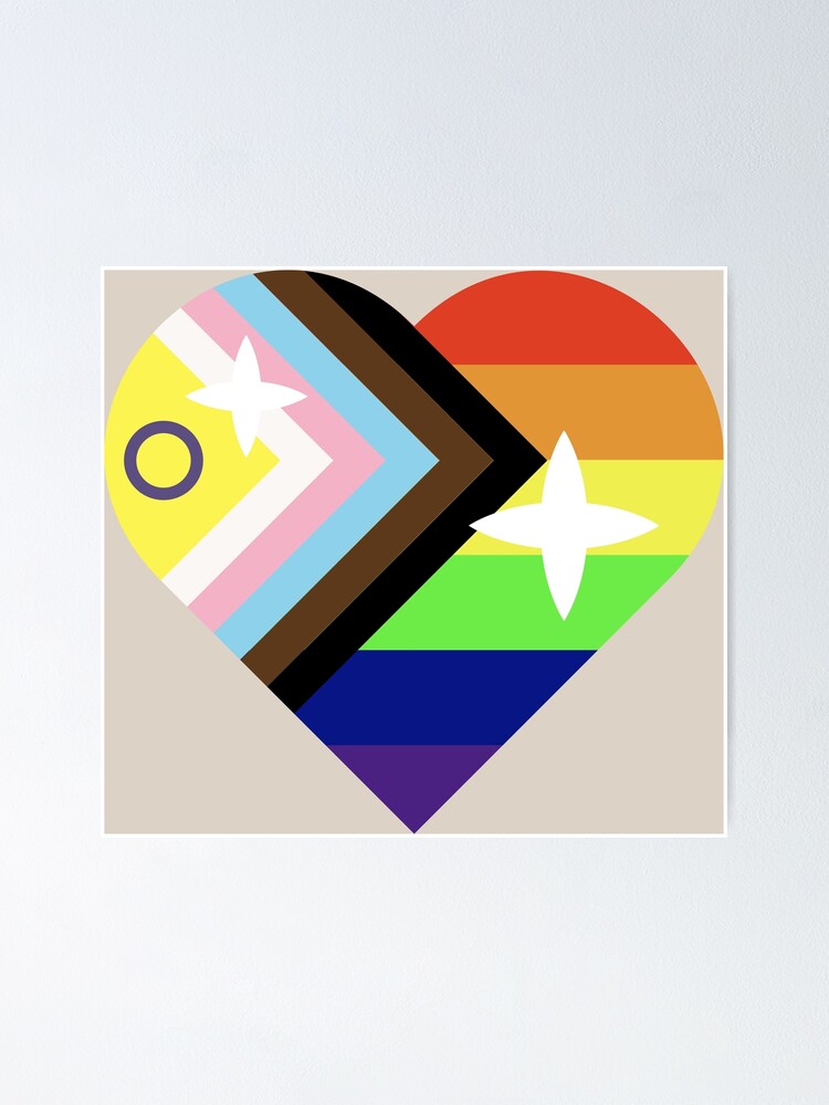 "Inclusive Progress Pride Flag Heart" Poster for Sale by KinLost ...