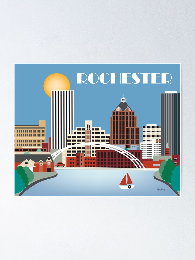 "Rochester, New York - Skyline Illustration by Loose Petals" Poster by ...