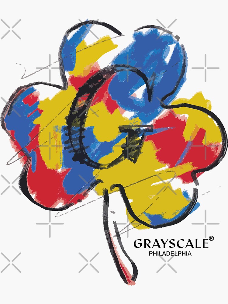 "Grayscale Merch Chalk Clover" Sticker for Sale by RommaniShop | Redbubble