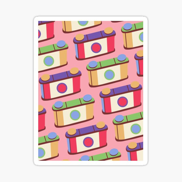 "Retro Pinhole Camera Pattern - Spring Seasonal Color Palette" Sticker ...