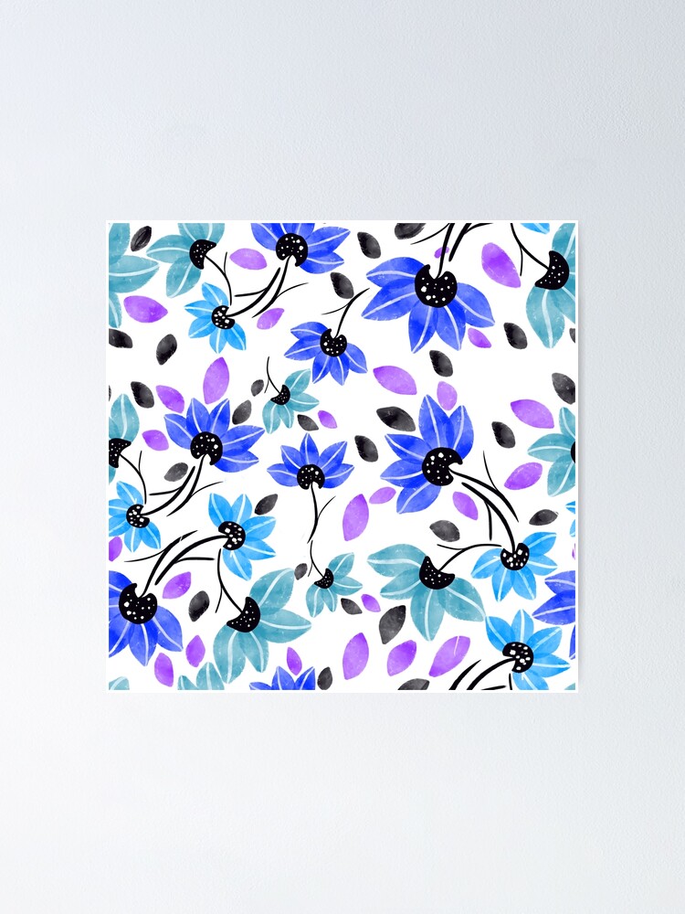 "Blue Floral Pattern " Poster for Sale by NoraMohammed | Redbubble