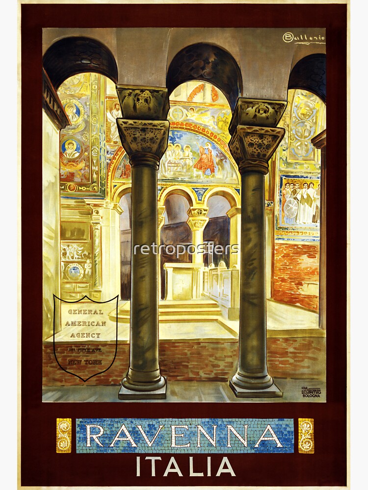 "RAVENNA ITALIA Basilica di San Vitale Vintage Travel Poster" Sticker ...