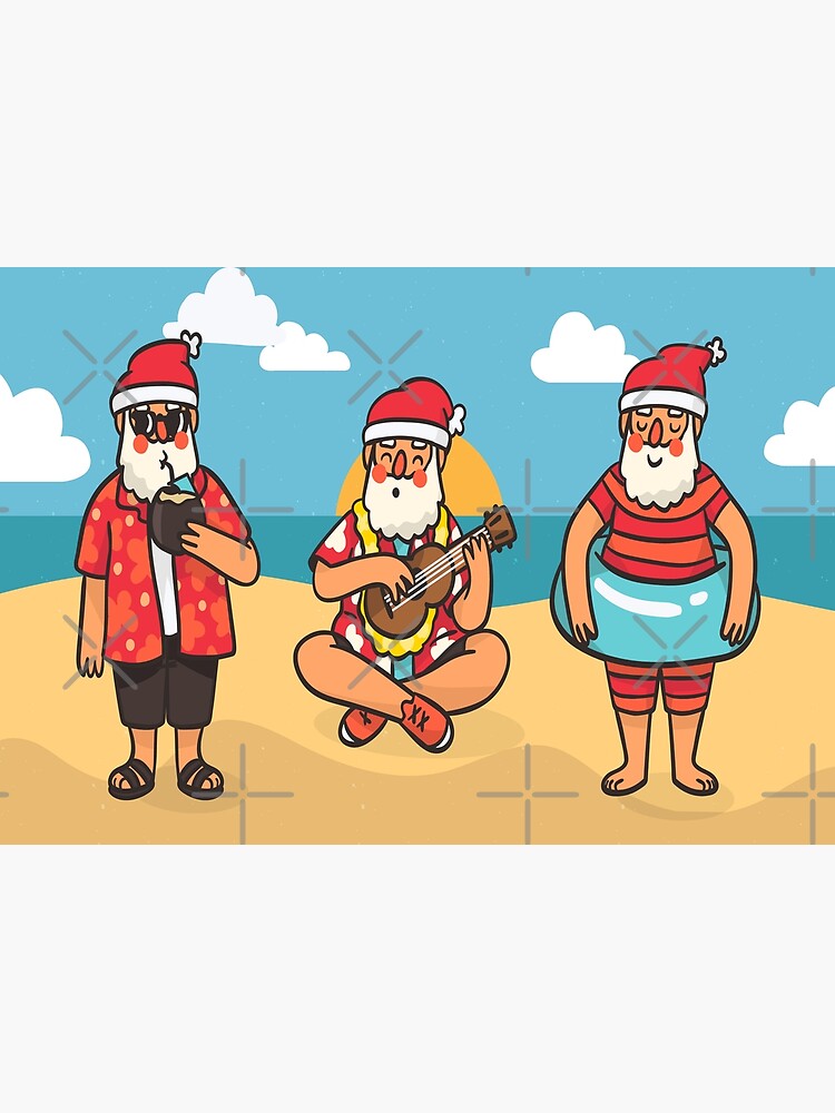 "CHRISTMAS IN SUMMER TROPICAL CARTOON SANTA CHILLING BY THE BEACH ...