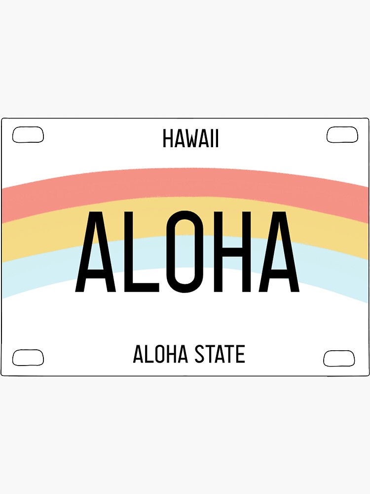 Aloha” Hawaii License Plate Sticker" Sticker for Sale by StickeeSitch ...