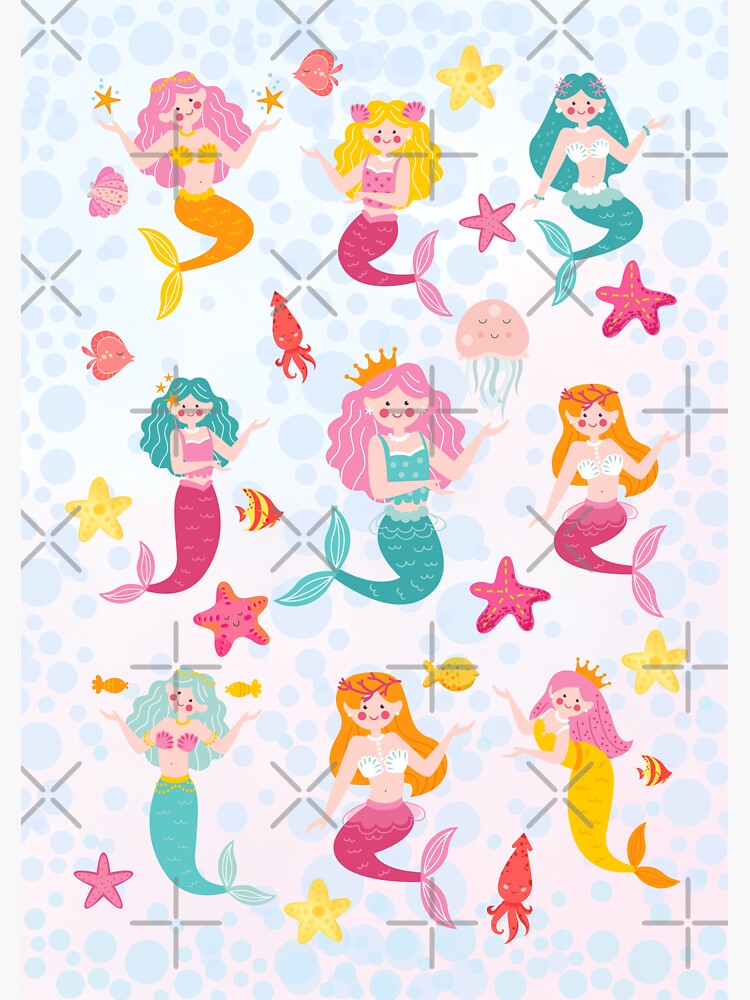 "Pink Cute Mermaid" Sticker for Sale by randshope | Redbubble