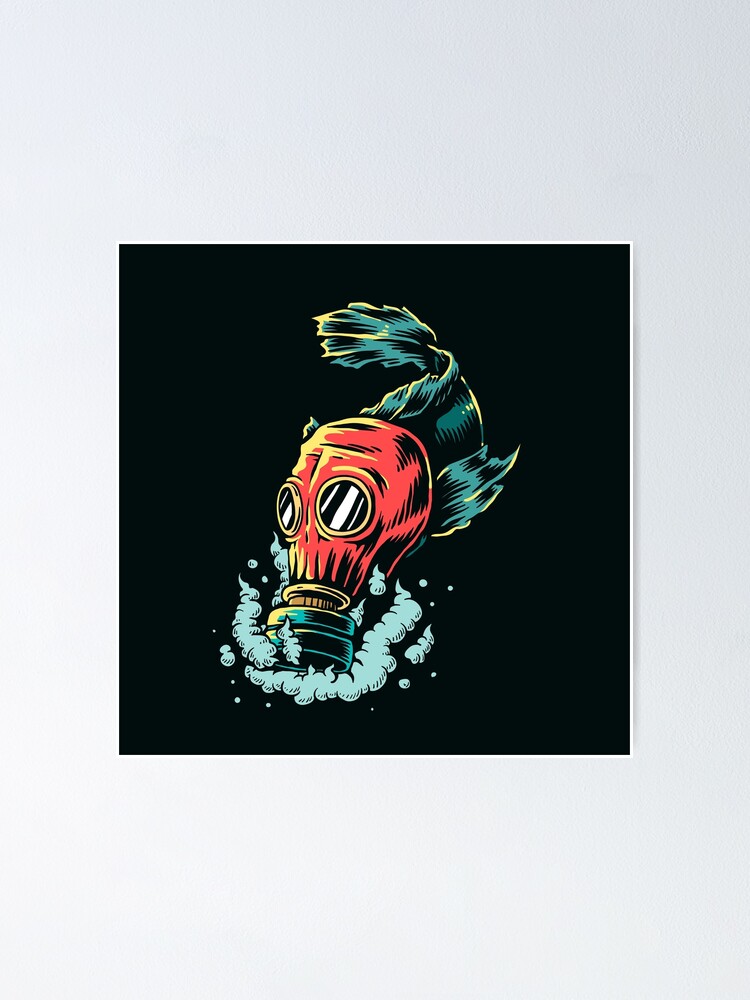 "Fish with gas mask" Poster for Sale by Vlaki | Redbubble