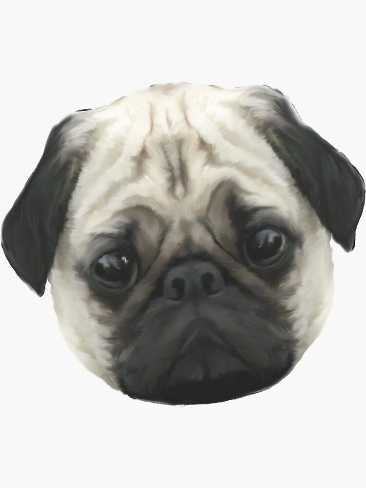 "Pug Head" Sticker by DolphinPod | Redbubble