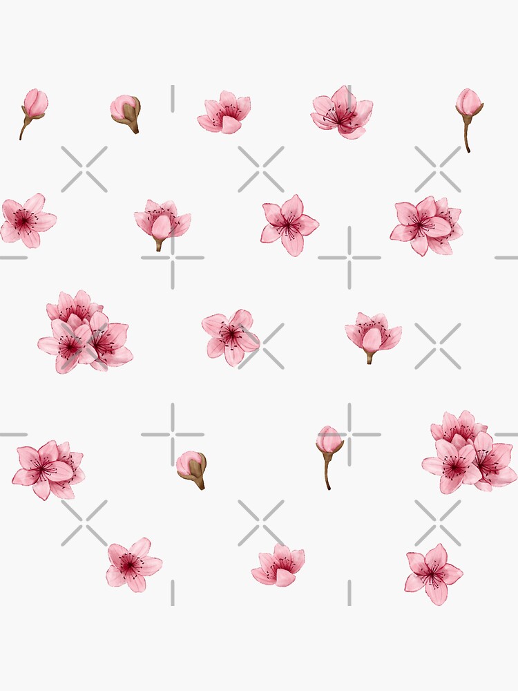 "Sakura Flowers Sticker Pack Cherry Blossom Flowers Set" Sticker for ...