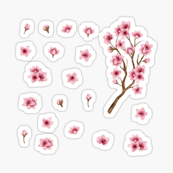 "Sakura Tree Sticker Pack Cherry Blossom Branch and Flowers Set ...